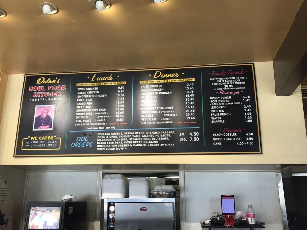 Menu at Dulan's restaurant, Los Angeles