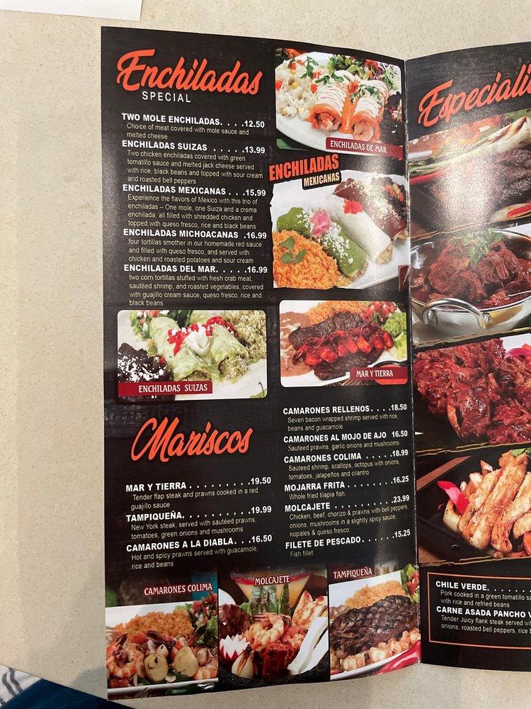 Menu at Mi Ranchito restaurant, Santa Rosa