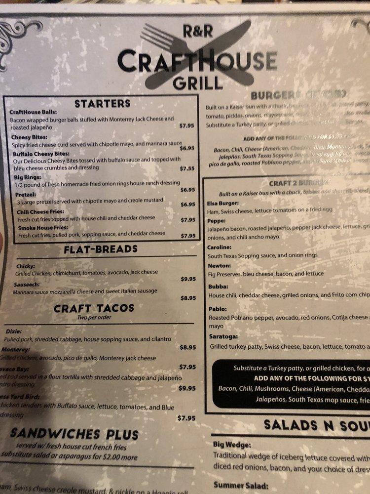 Menu at R&R Crafthouse Grill pub & bar, Cypress