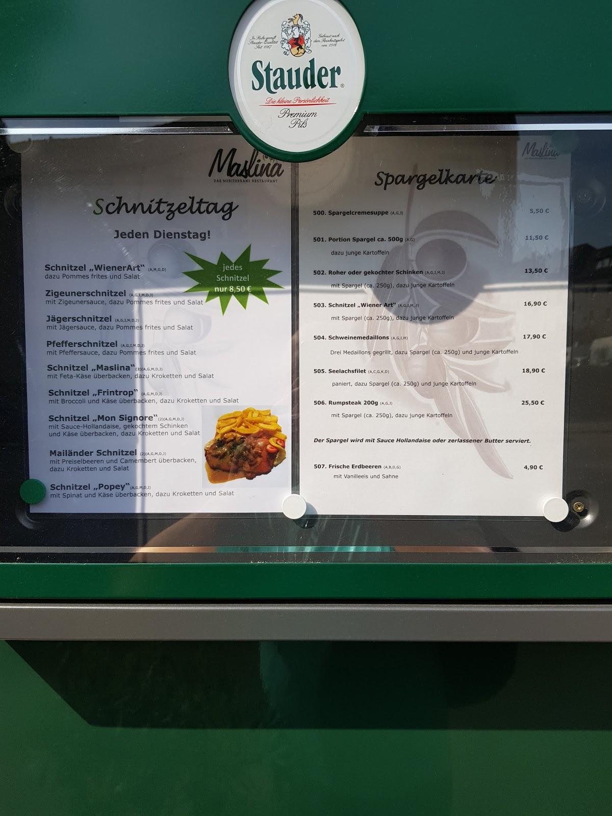 Menu at Restaurant Maslina, Essen