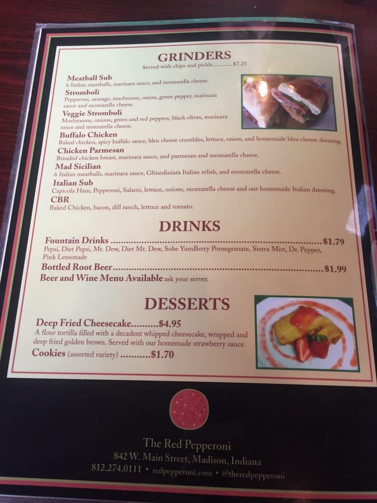 Menu at The Red Pepperoni pizzeria, Madison, 842 W Main St