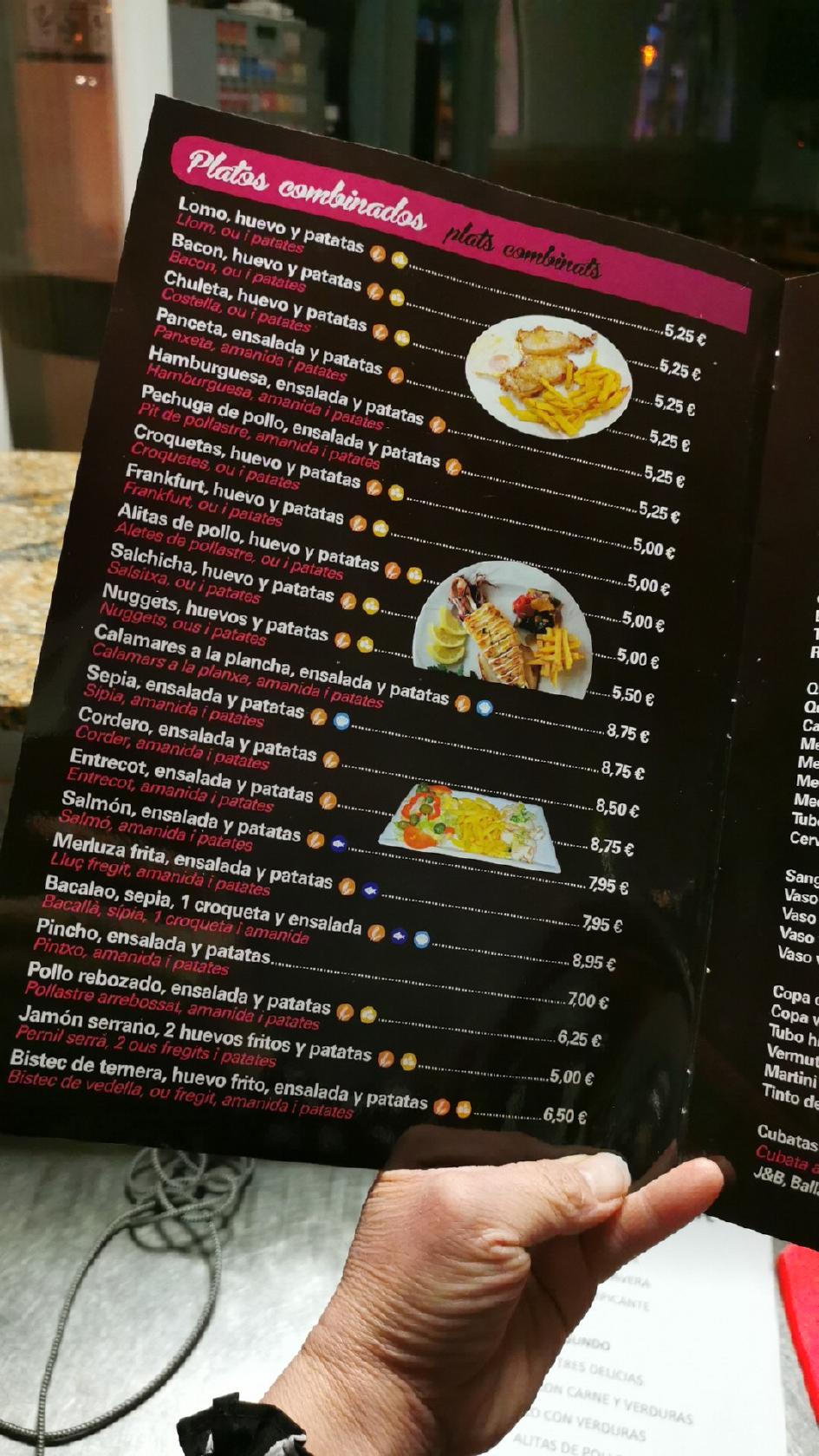Menu at Bar Restaurante La Rambla, La Canonja