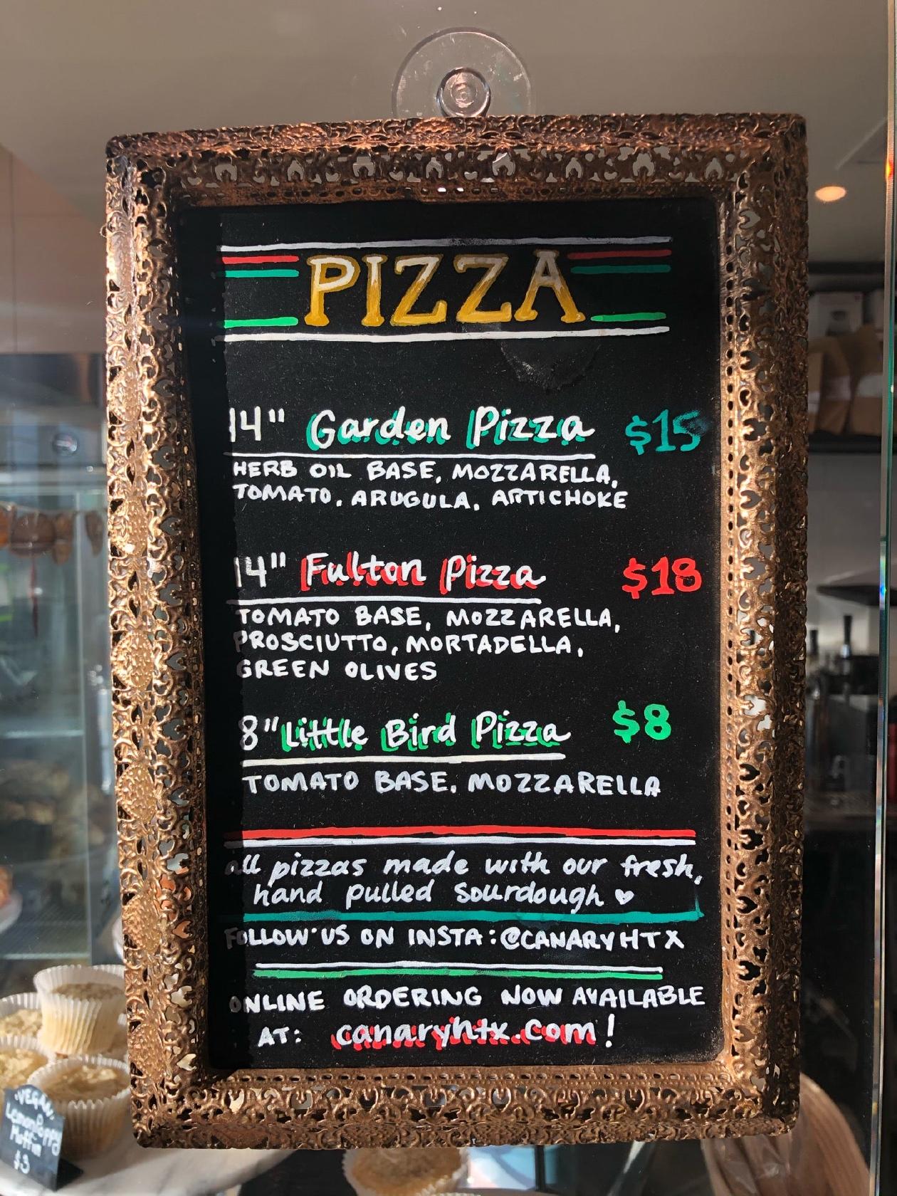 Menu at Canary Cafe, Houston