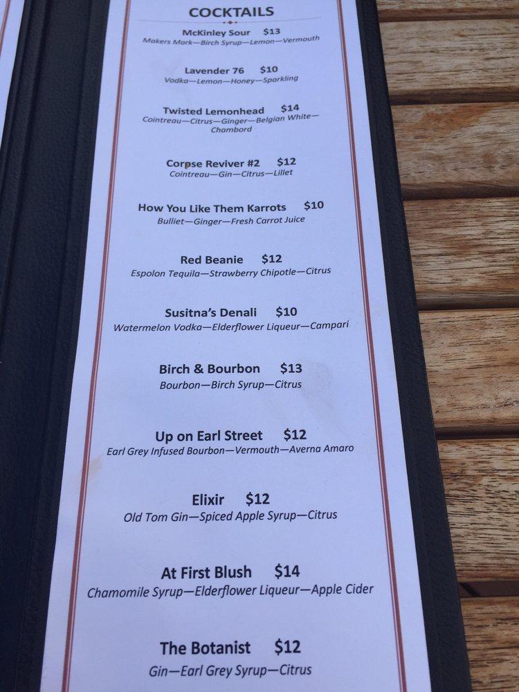 Menu at Everett's pub & bar, Wasilla