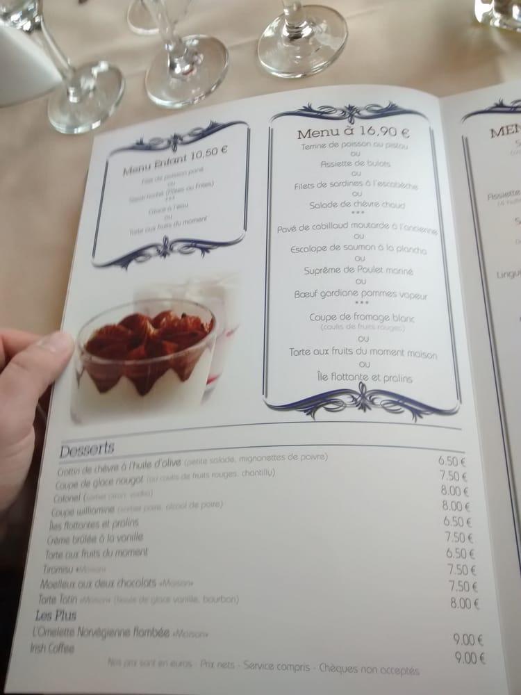 Menu au La Marine restaurant, Palavas-les-Flots