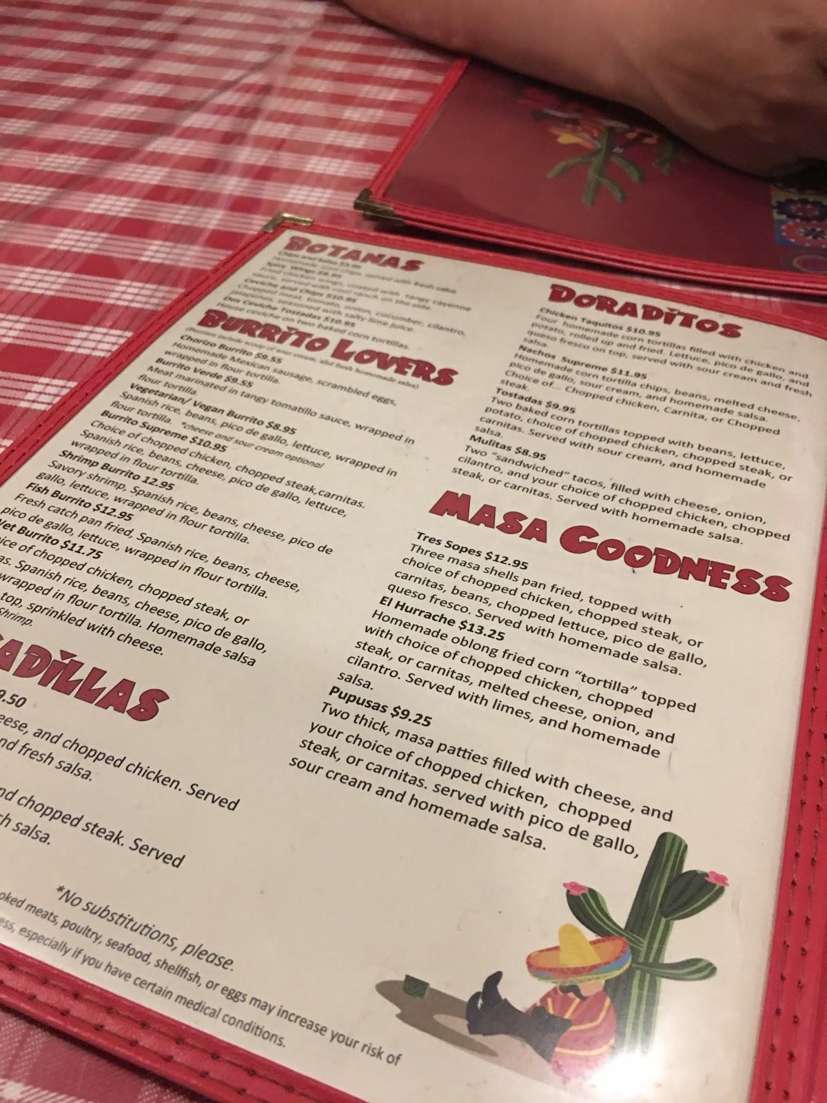 Menu at Manny's Kitchen restaurant, Captain Cook