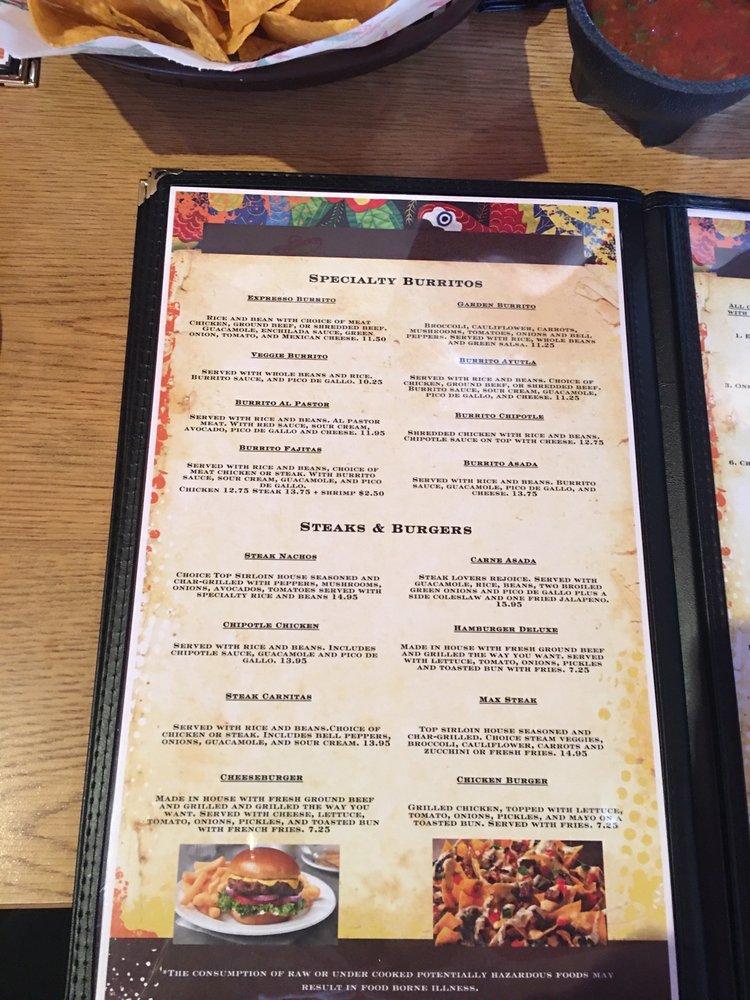Menu at Nacho's Mexican Restaurant, Mossyrock