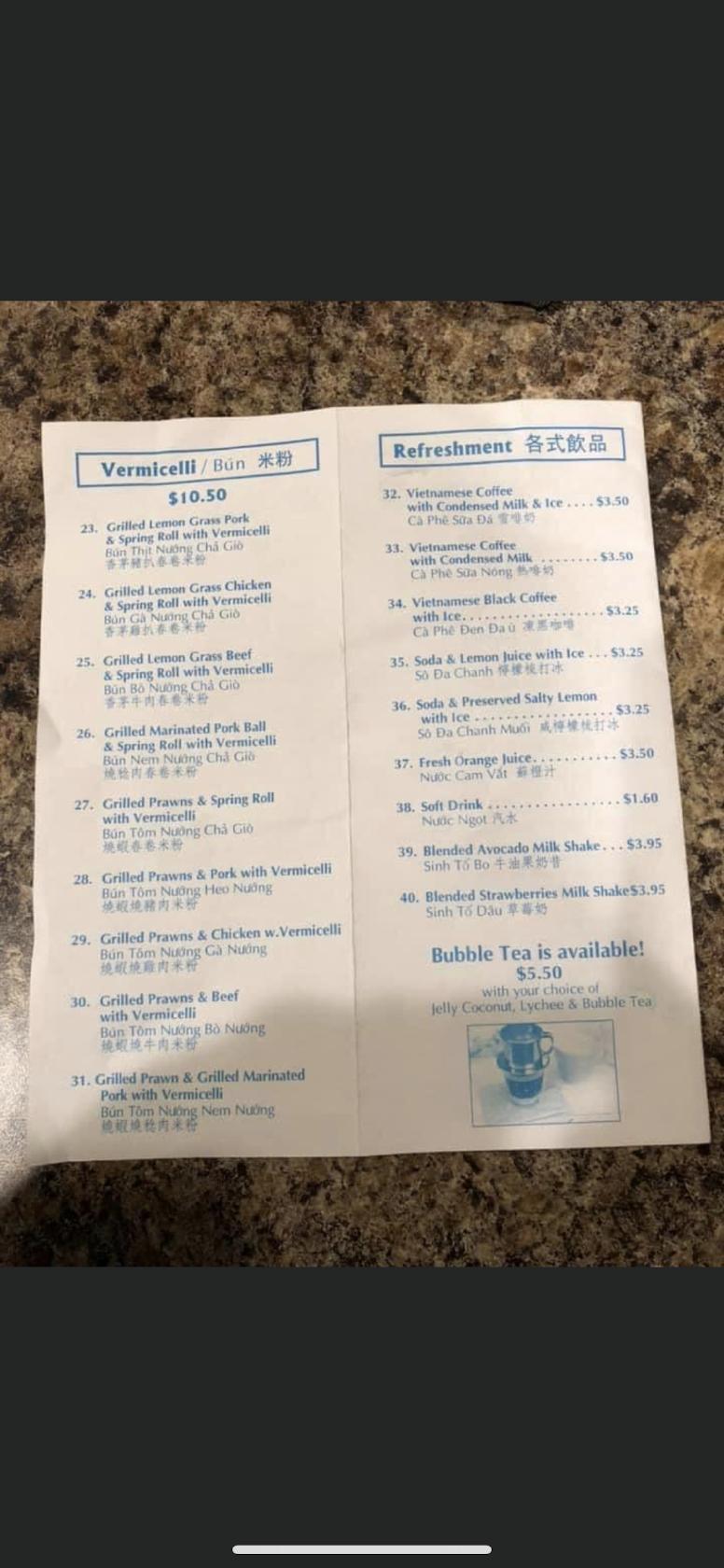 Menu at Spinnaker's Cafe, Sylvan Lake