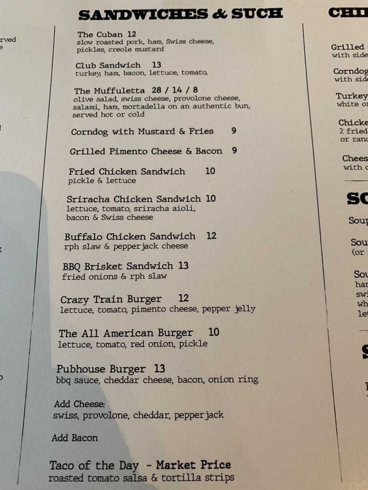 Menu at The Rail Public House, Gadsden
