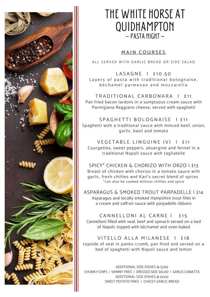 Menu at The White Horse pub & bar, Salisbury, Lower Rd