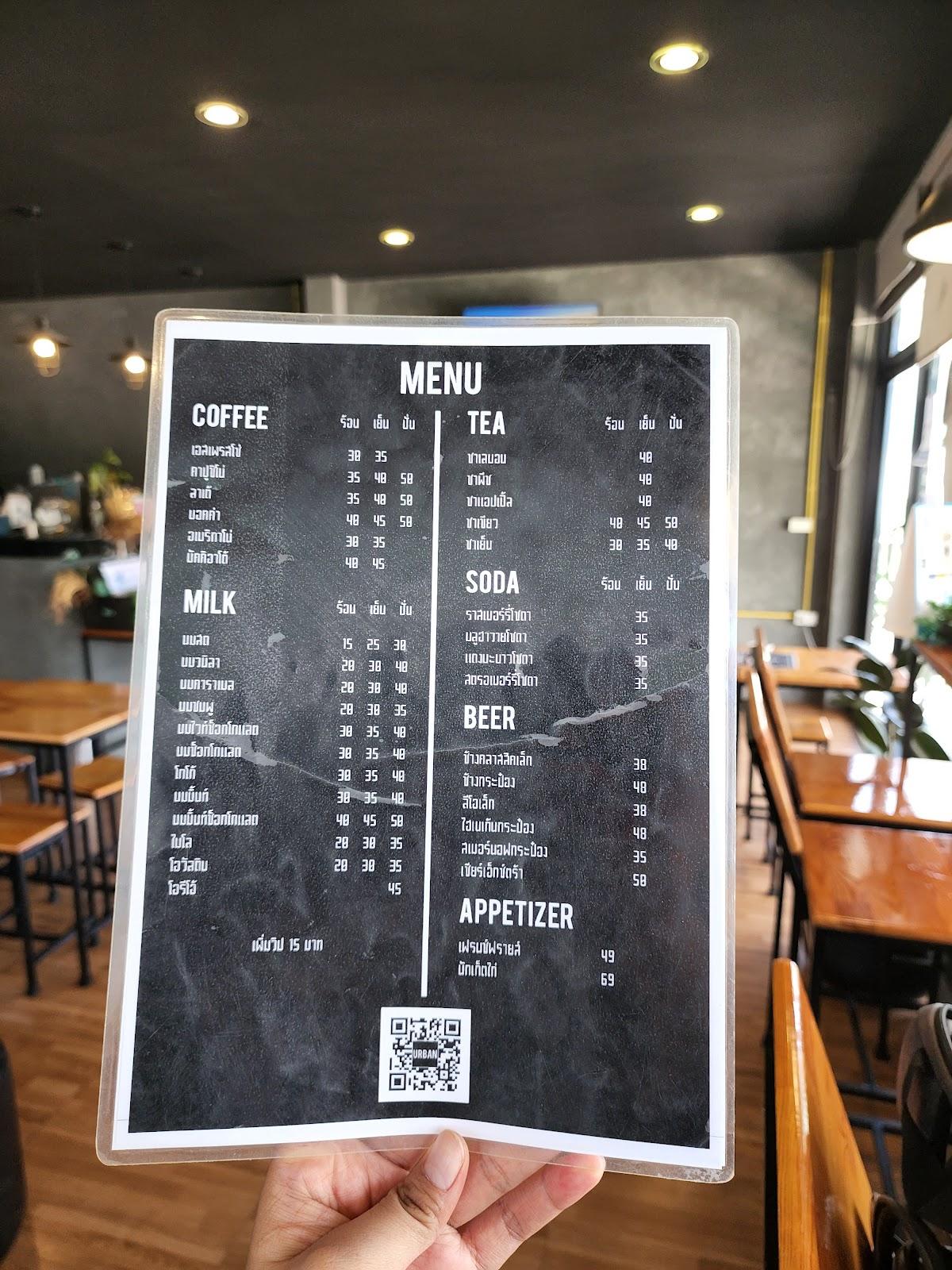 Menu at URBAN cafe, Talat