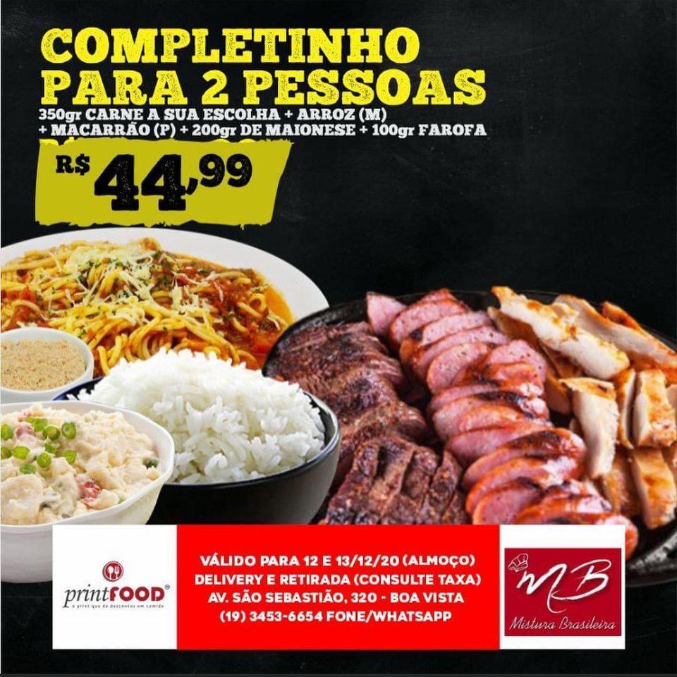 Menu at Mistura Brasileira restaurant, Limeira