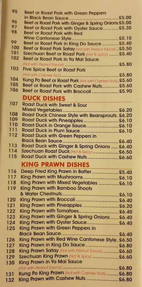 Menu at Seafront Palace fast food, Aberystwyth