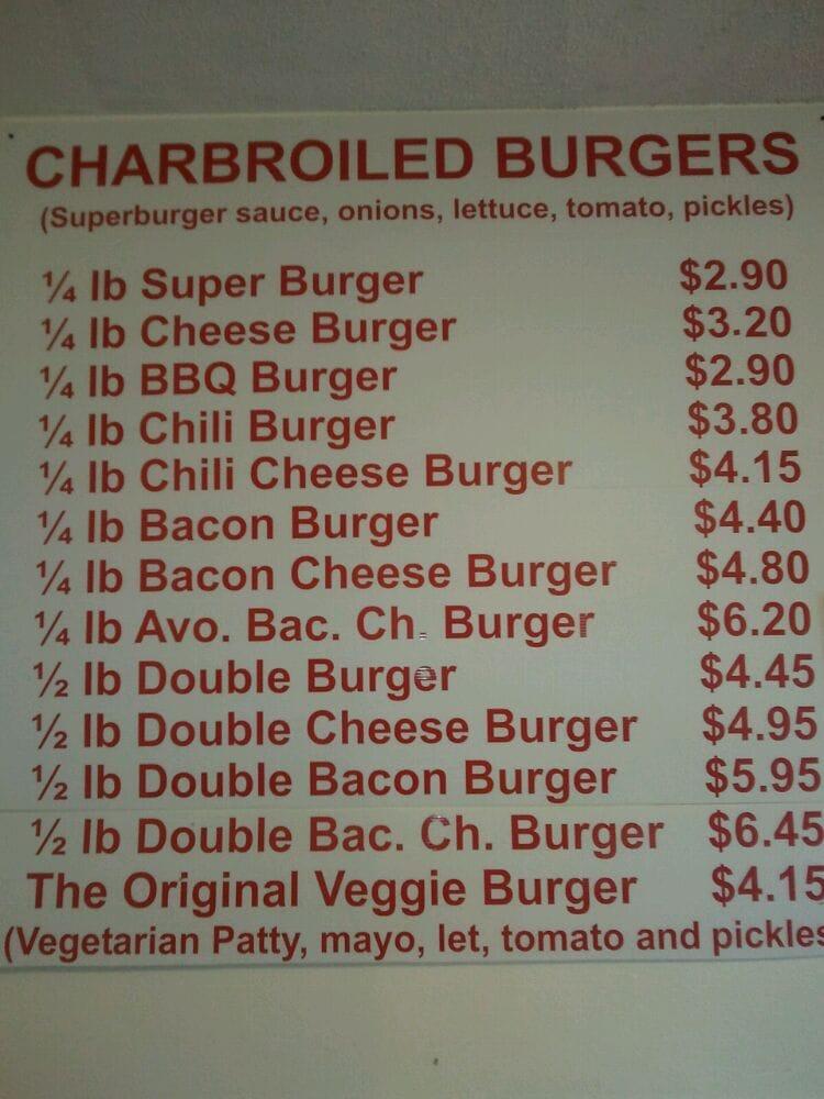Carta del restaurante The Original Super Burger Willis, Willis
