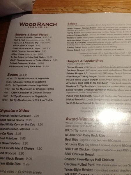 Menu at Wood Ranch pub & bar, Rancho Santa Margarita