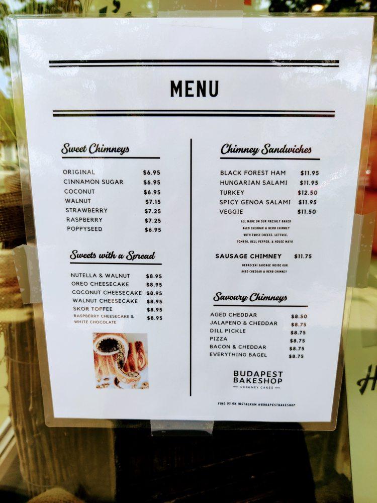 Menu at Budapest Bakeshop desserts, Niagara-on-the-Lake