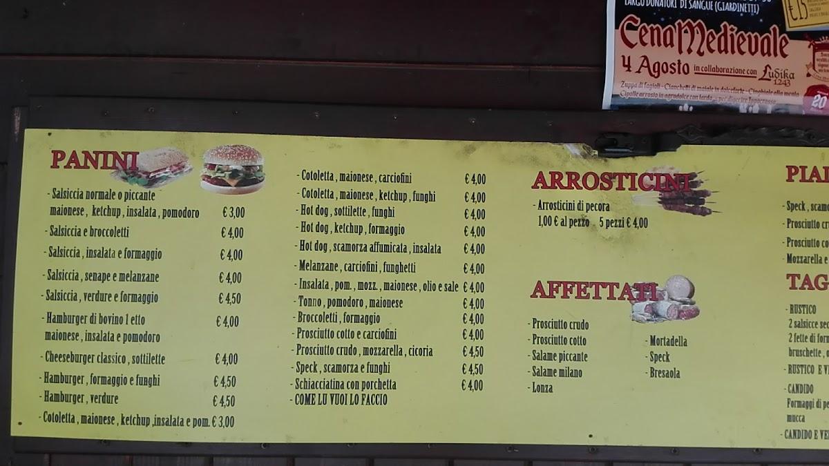 Menu da Il Chiosco ristorante, Fabrica di Roma