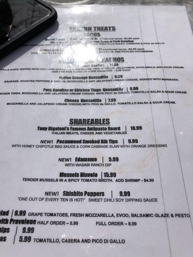 Menu at Roof Top Tavern pub & bar, Morrison