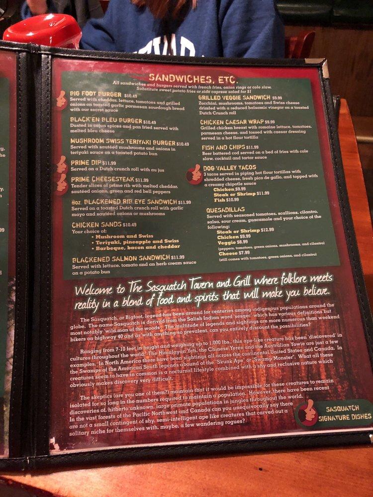 Menu at Sasquatch Tavern and Grill desserts, Verdi