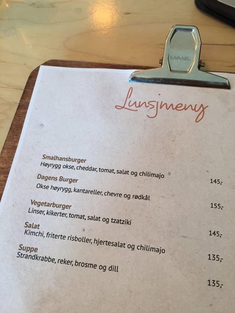 Menu at Smalhans restaurant, Oslo