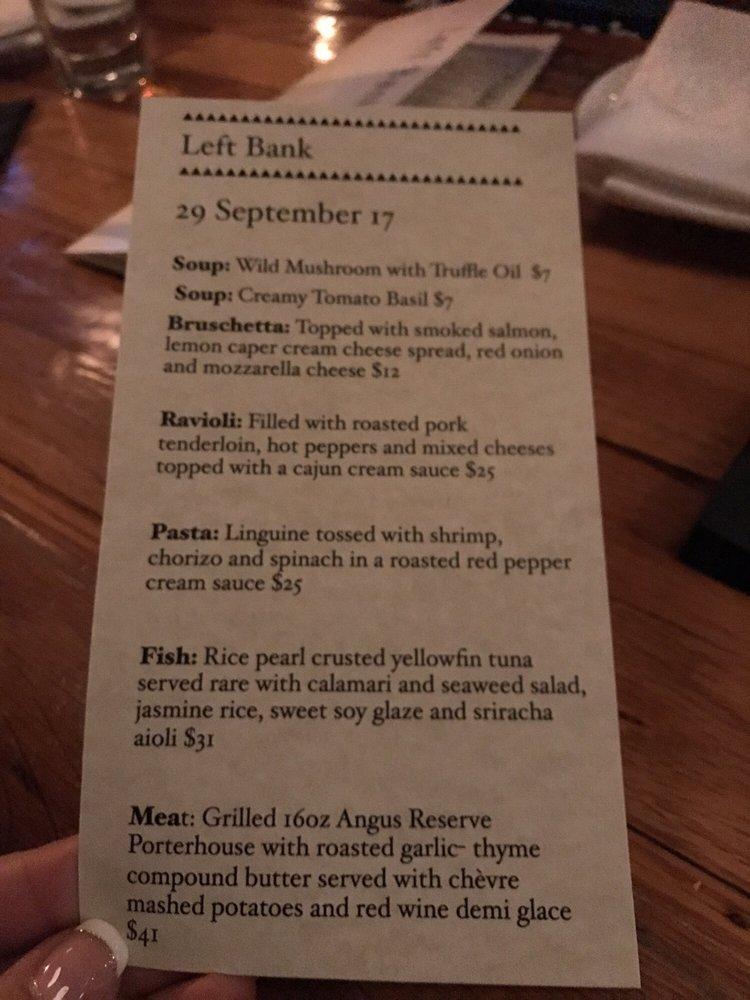 Menu at The Left Bank pub & bar, Buffalo, 511 Rhode Island St