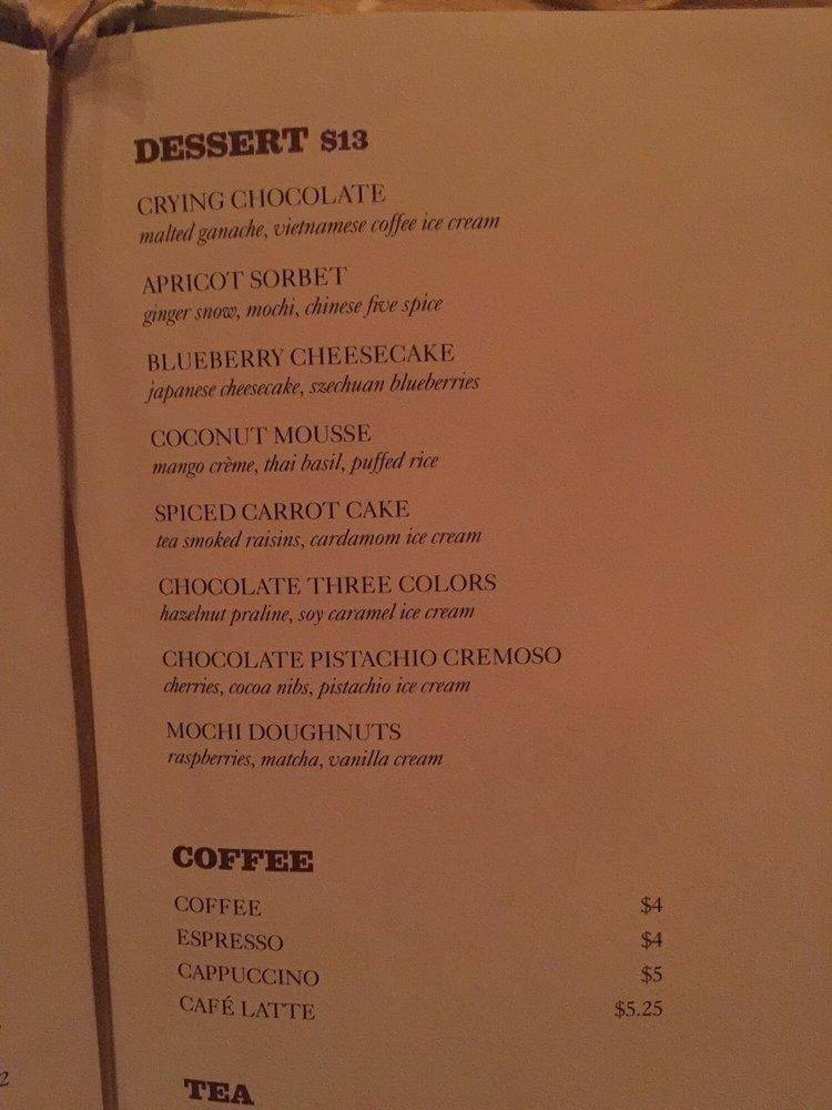 Menu at Buddakan pub & bar, New York City