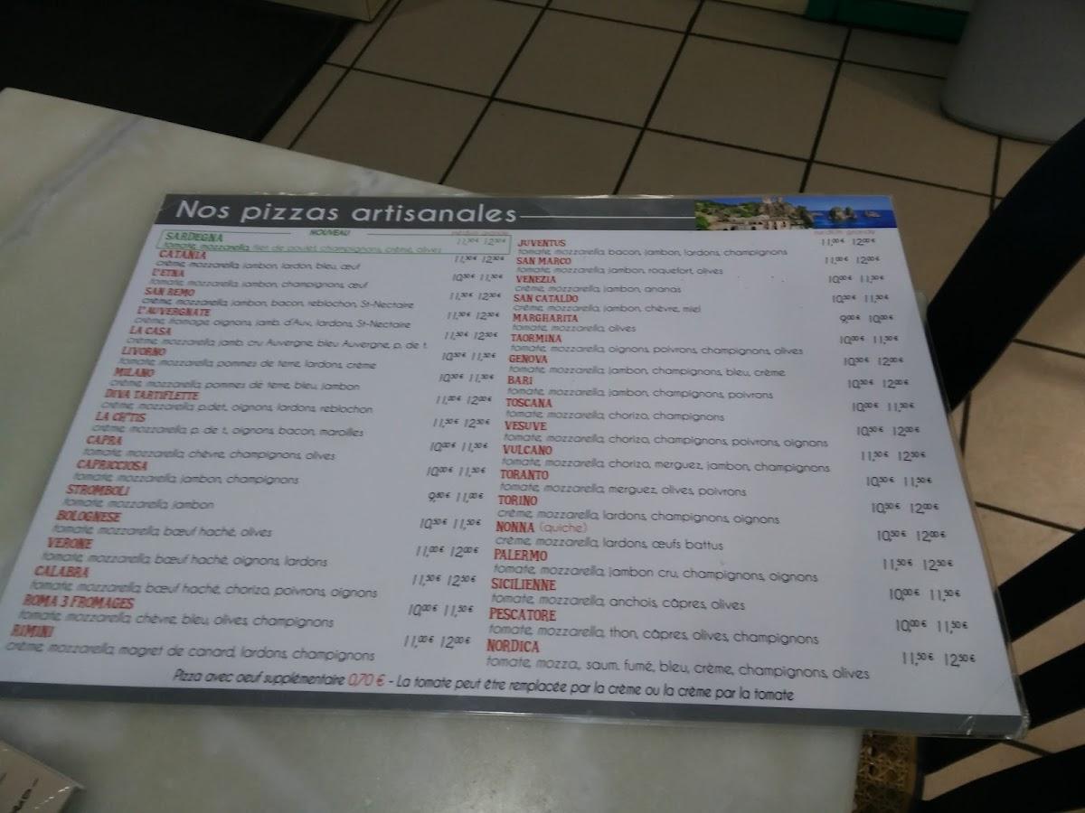 Menu at L'etna Riom pizzeria, Riom
