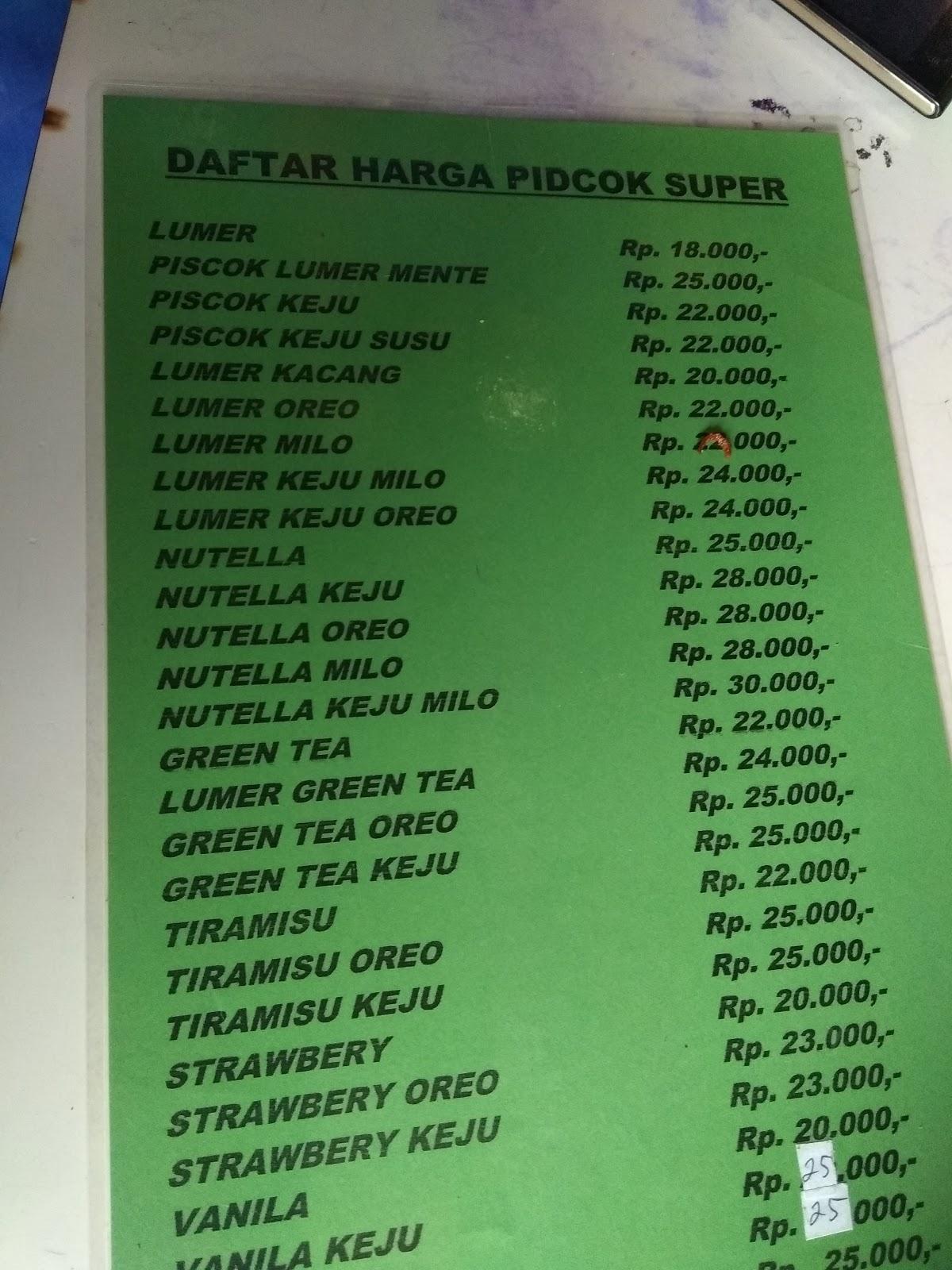 Menu at Piscok super restaurant, Makassar