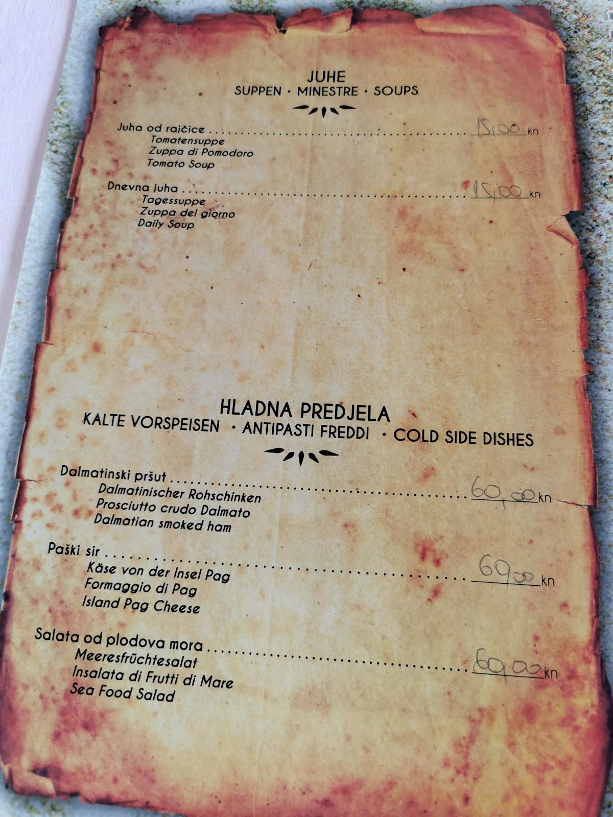Menu at Restaurant Bonaca, Sukošan