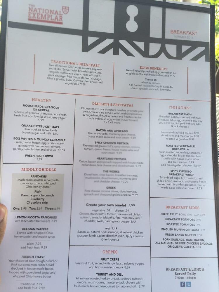 Menu at The National Exemplar pub & bar, Cincinnati
