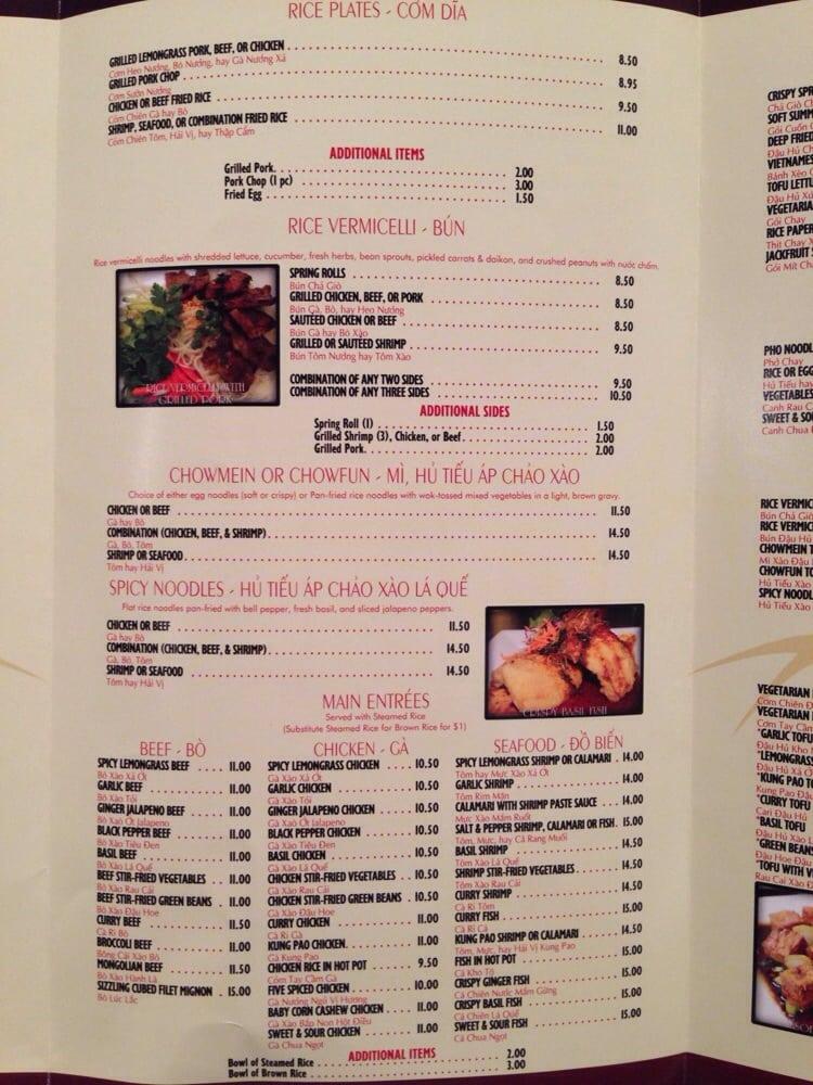 Menu at Á Đông Restaurant, Loma Linda