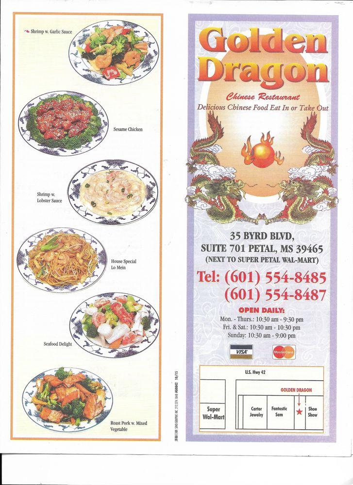 Golden Dragon Restaurant, Petal - Restaurant menu, prices and reviews