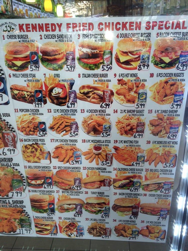 Menu at Kennedy Fried restaurant, New York City, Roosevelt Ave