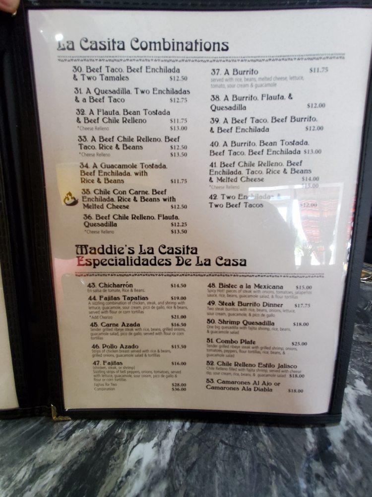 Menu at La Casita Mexican Restaurant, Crystal River