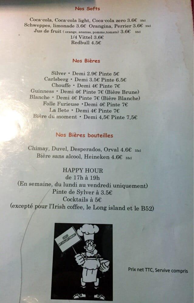 Menu at Le Comptoir Vouillé pub & bar, Paris