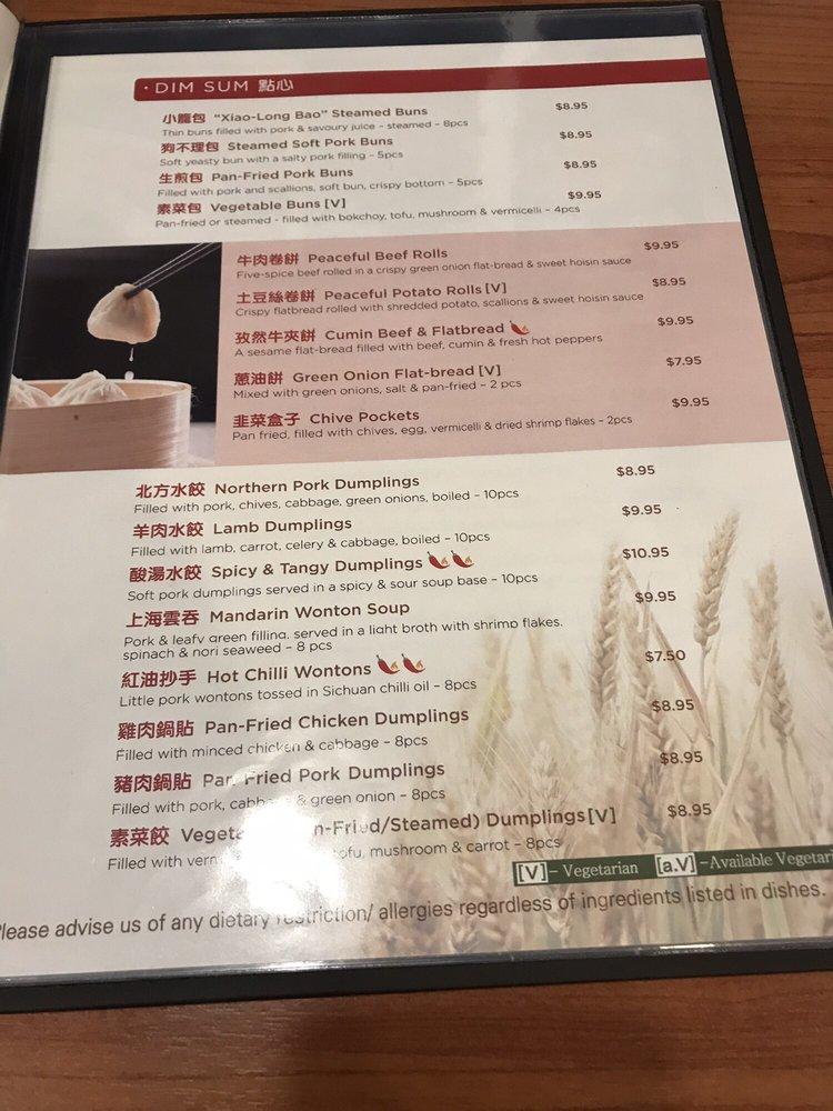 Menu at Peaceful Restaurant, Surrey