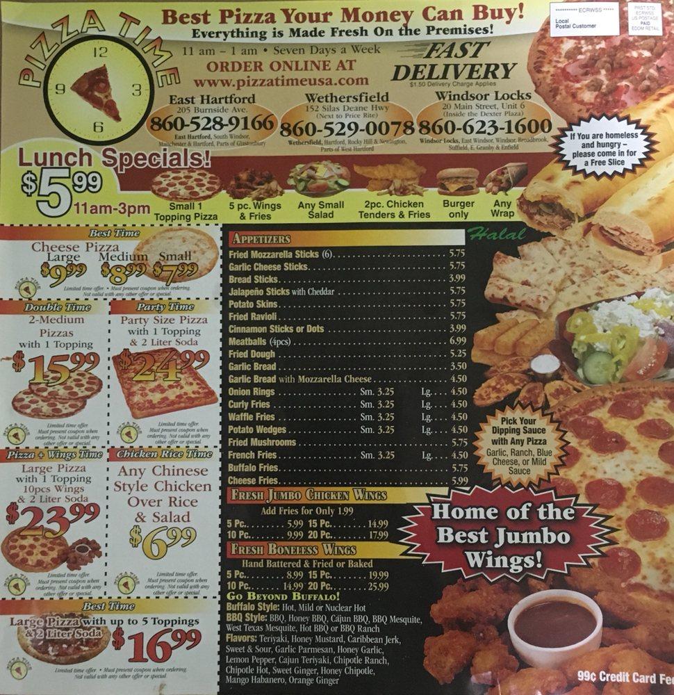Menu at Pizza Time pizzeria, Windsor Locks, 20 Main St