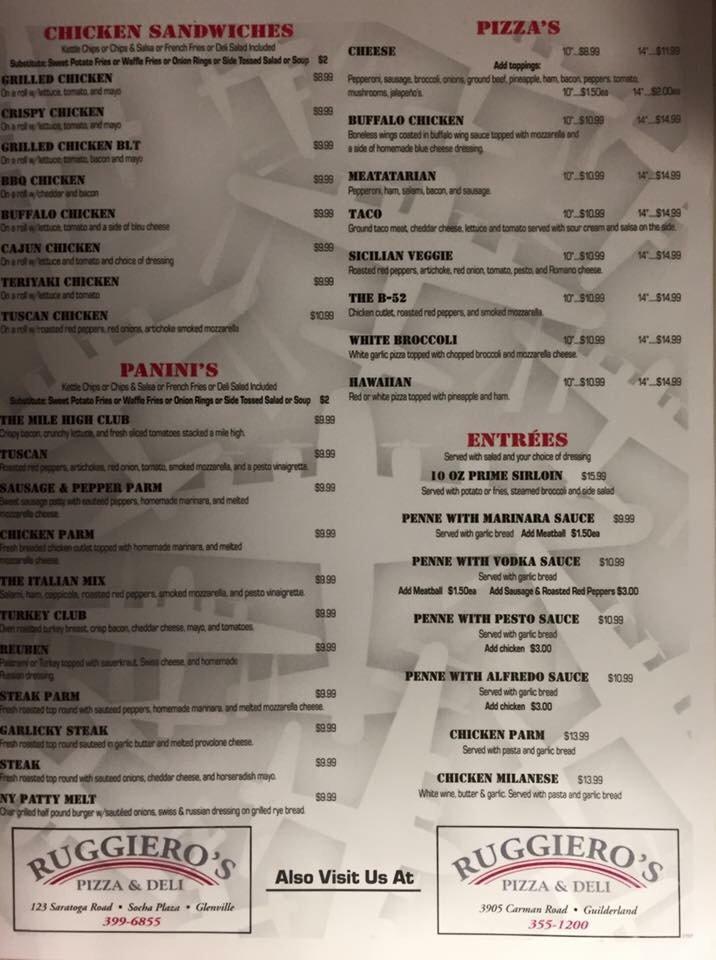 Menu at TJ's Flightline Pub, East Glenville, 20 Saratoga Rd