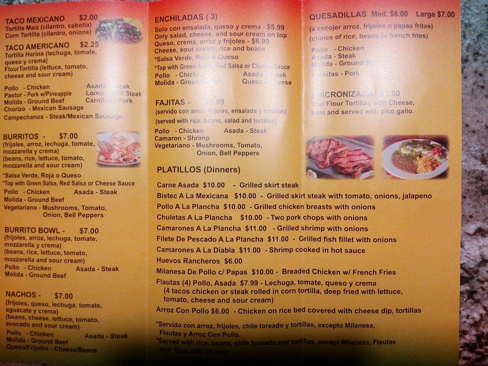 Menu at Taco City restaurant, Sellersburg