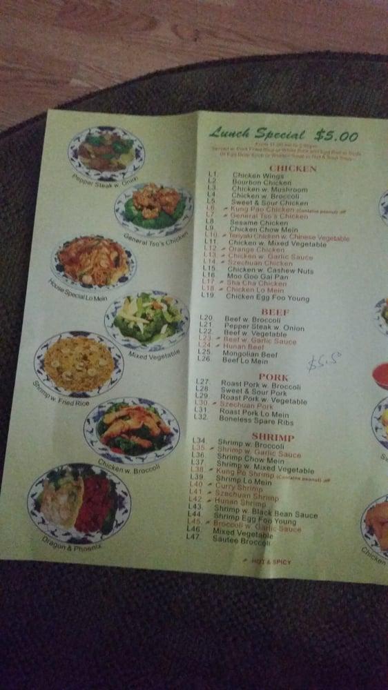 Menu at China Moon restaurant, Palm Bay
