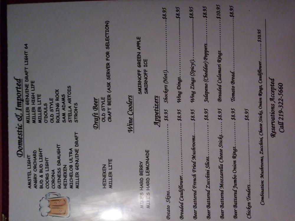 Menu at The Schererville Lounge restaurant, Schererville