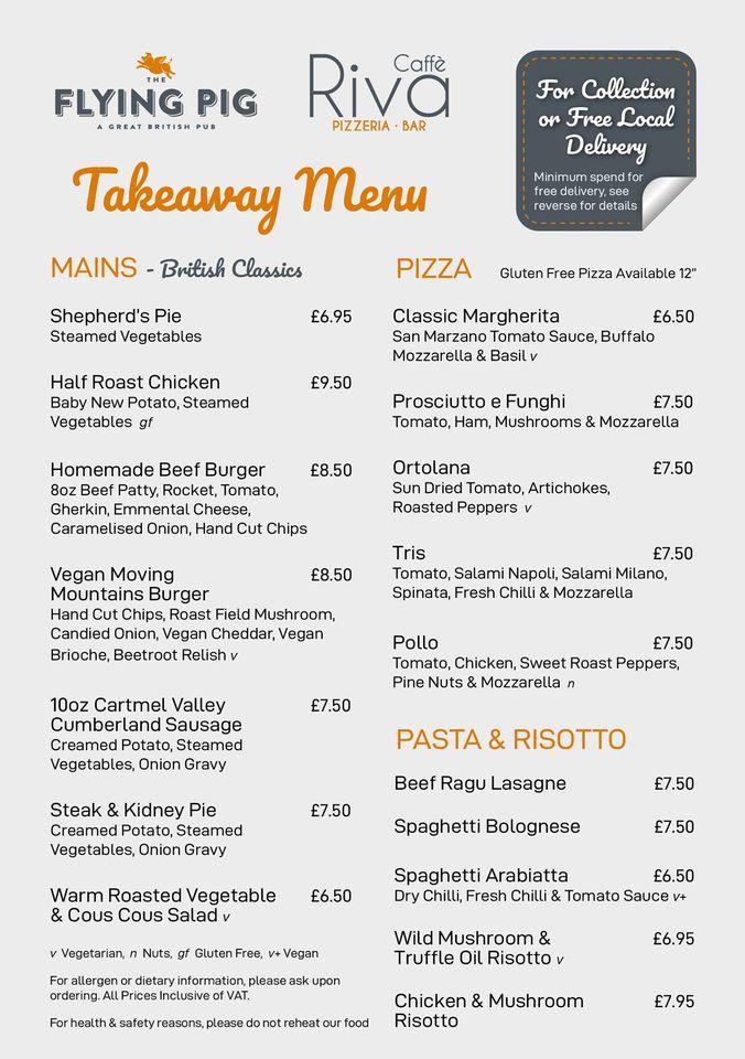 Menu at The Flying Pig Pub, Bowness-on-Windermere