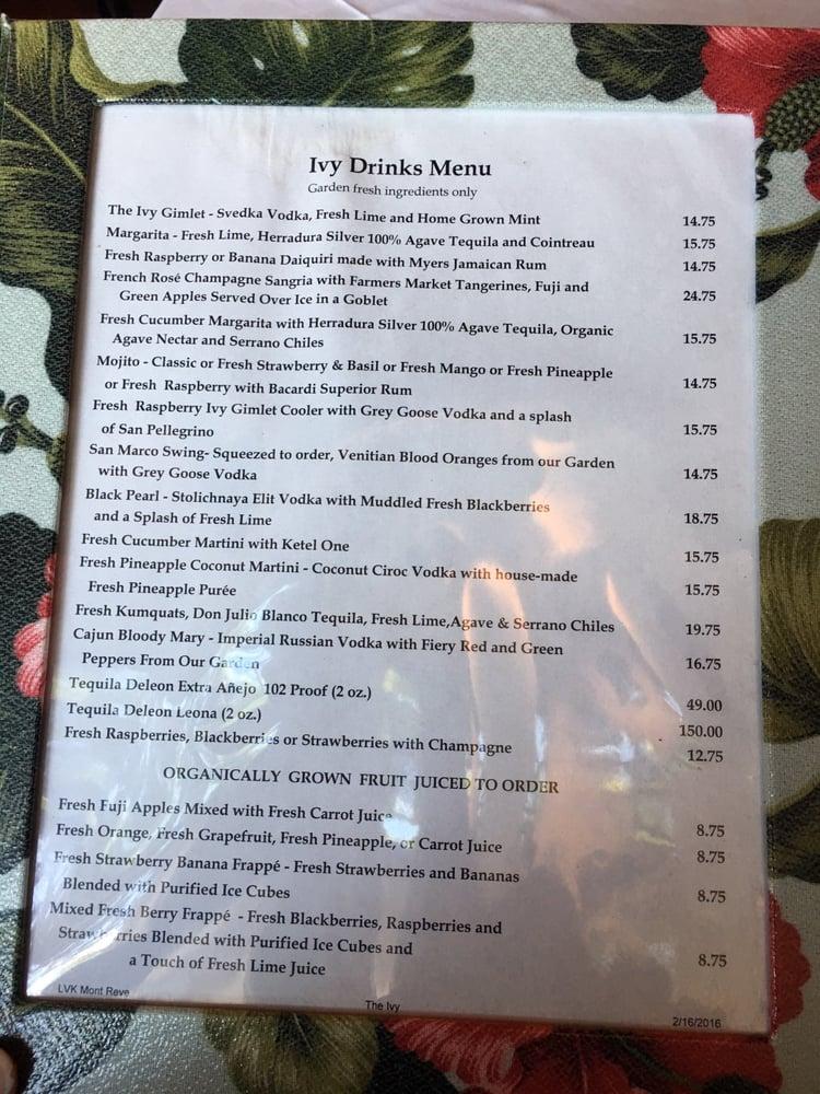 Menu at The Ivy pub & bar, Los Angeles, 113 N Robertson Blvd