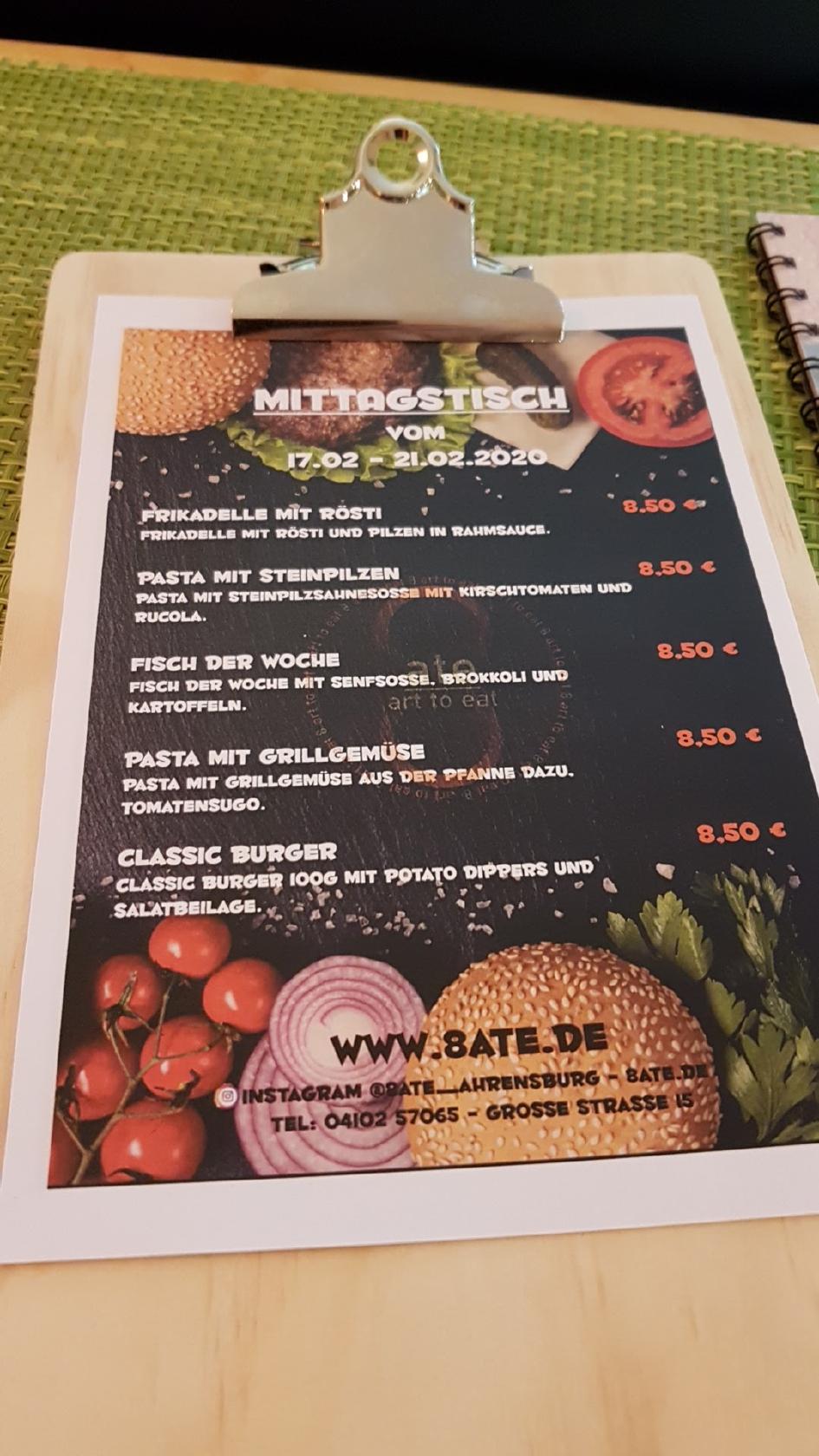 Menu at ATE - Art to eat restaurant, Ahrensburg