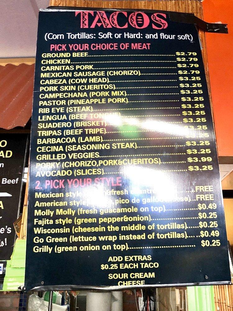 Menu at Don Taco Mexican Restaurant, Tarpon Springs