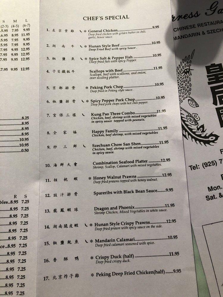 Menu at Empress Garden Chinese Restaurant, Antioch