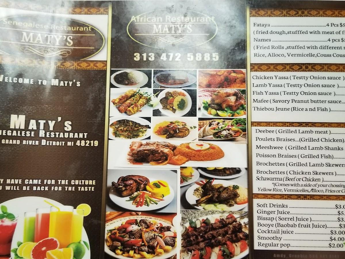 Menu at Maty's Cuisine restaurant, Detroit