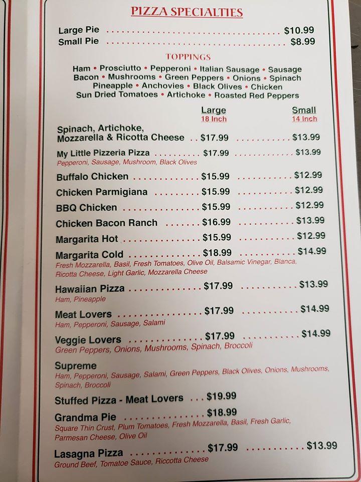 Menu at My Little Pizzeria, Benton