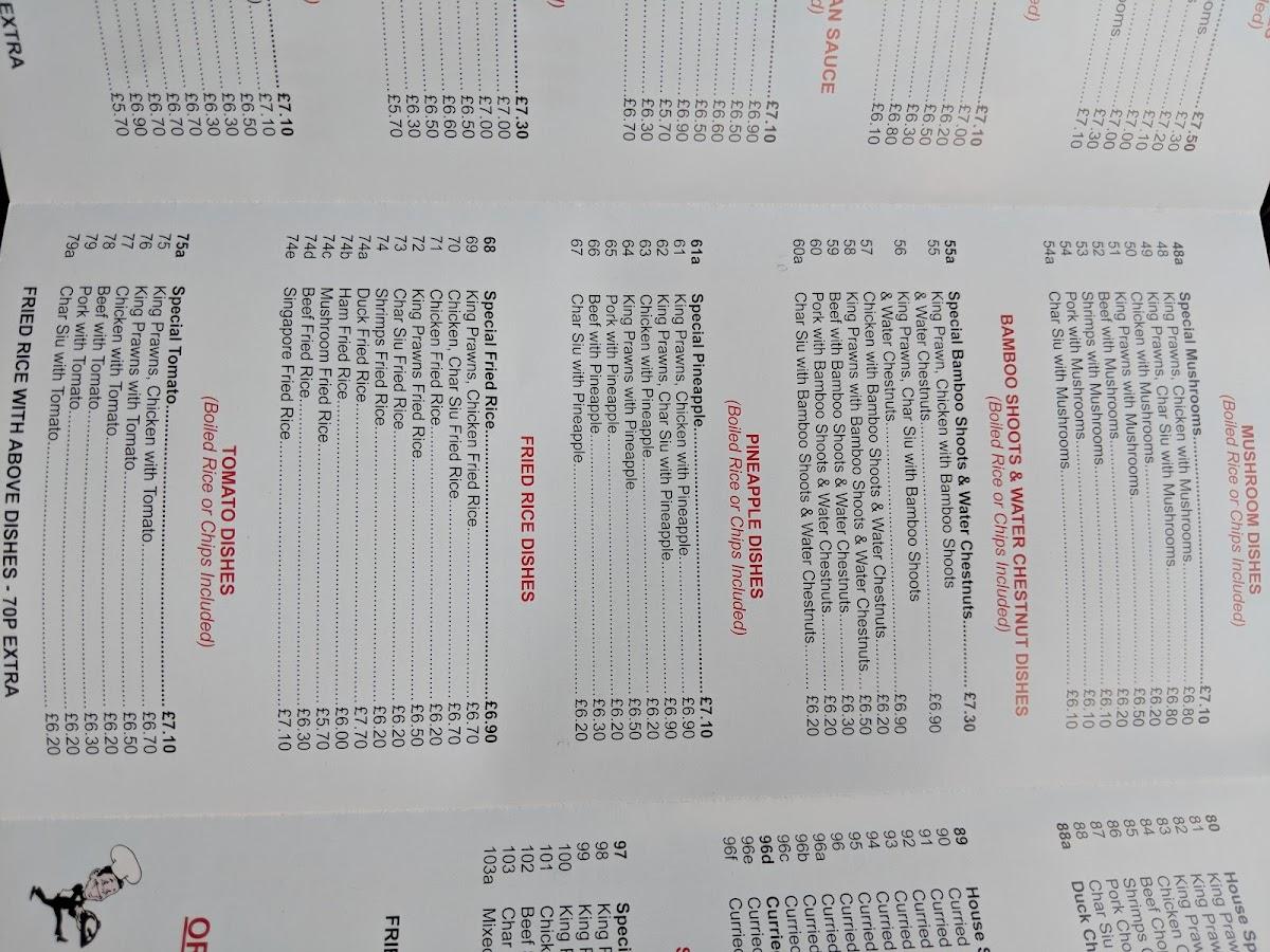Menu at New King Wah Curry House fast food, Redcar