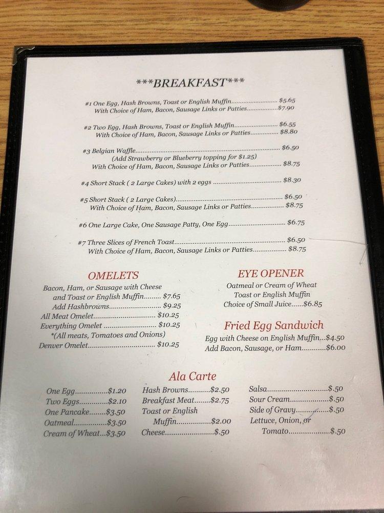 Menu at Pheasant Cafe, Waseca
